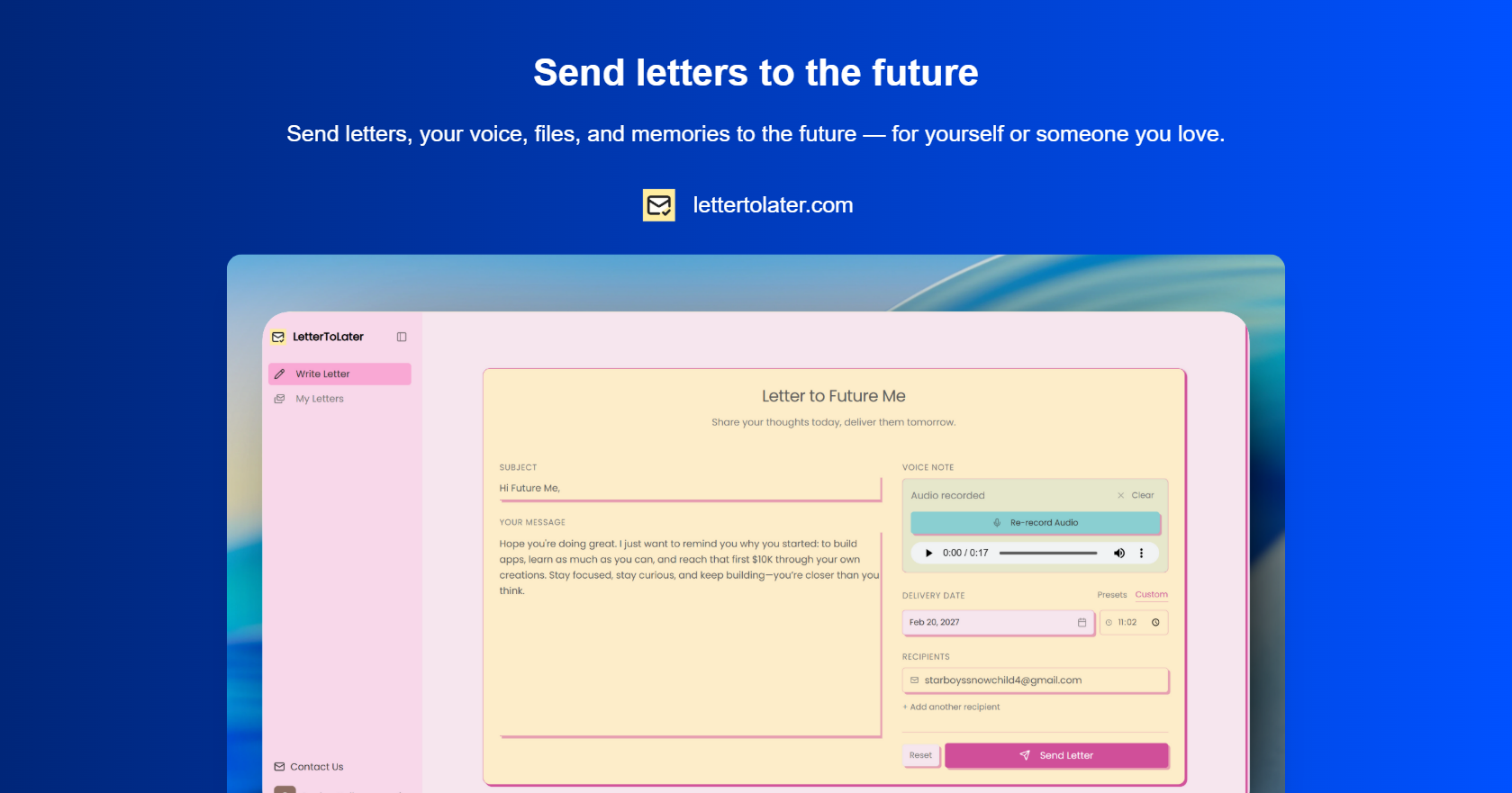 LetterToLater - Send Letters to the Future | Scheduled Emails